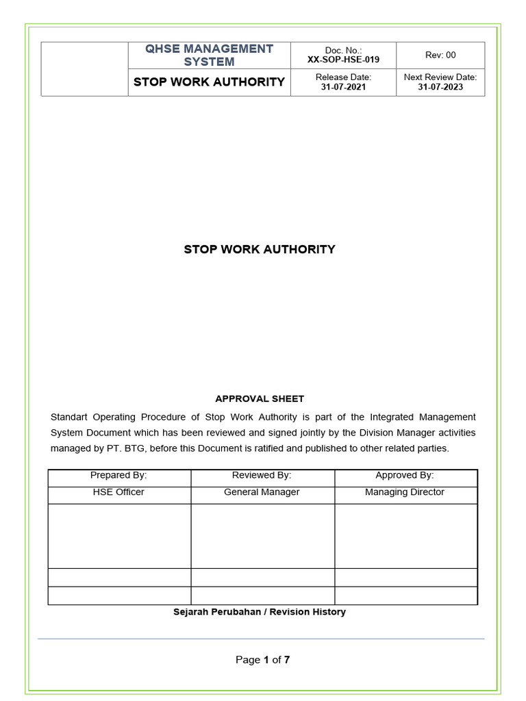 Stop Work Authority | PDF