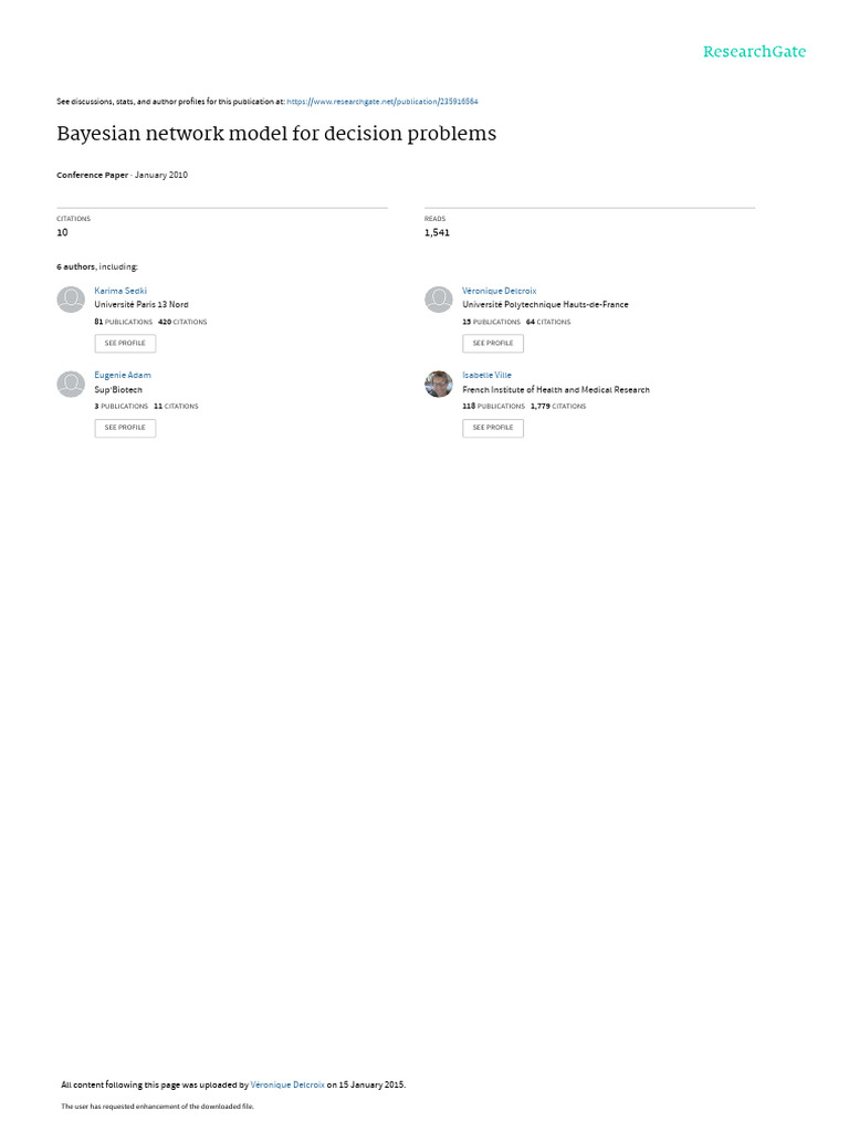 Bayesian Network Model For Decision Problems | PDF | Bayesian Network | Statistical Inference