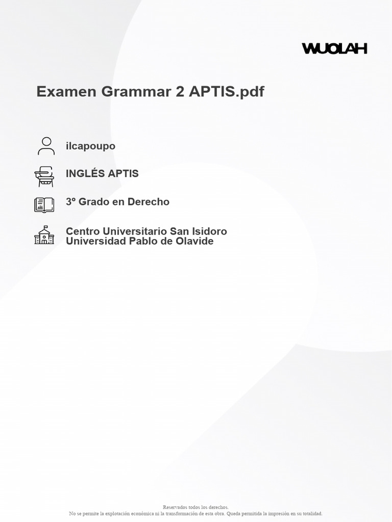 Examen Grammar 2 APTIS | PDF