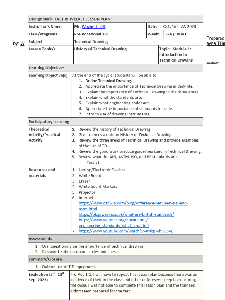 TD Tillett PV 1-1 Cycle 3 Intor. To TD. | PDF | Technical Drawing ...