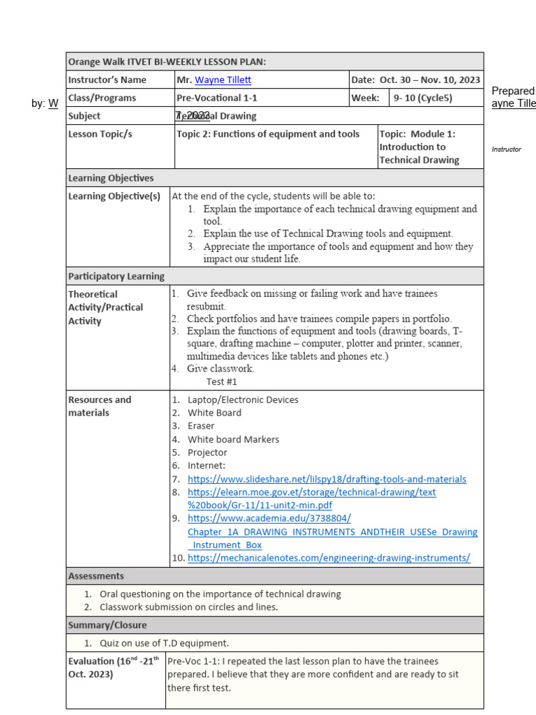 TD Tillett PV 1-1 Cycle 5 DWG Inst. | PDF | Computing | Human Communication