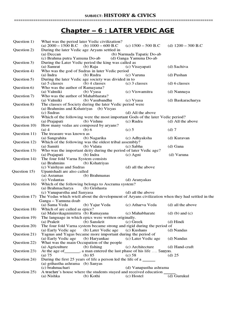 Later Vedic Age | PDF | Vedas | Indian Religious Texts