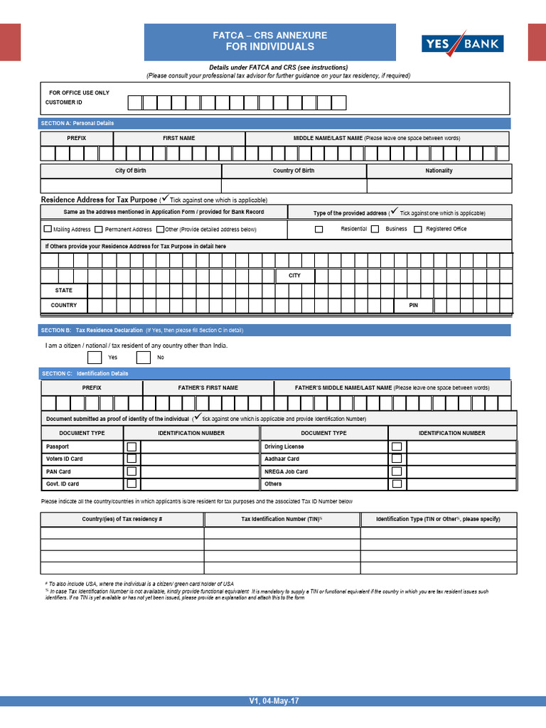 Fatca Crs Declaration Individuals PDF | PDF | Identity Document ...
