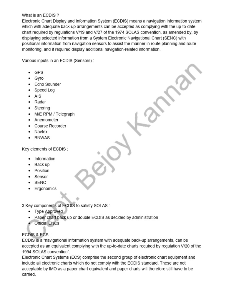 Ecdis Self Notes Pdf Metrology Geophysics