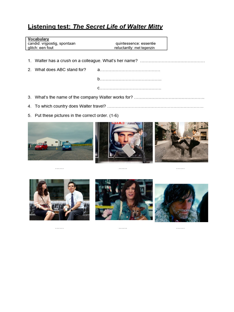Listening Test The Secret Life of Walter Mitty | PDF | Games & Activities