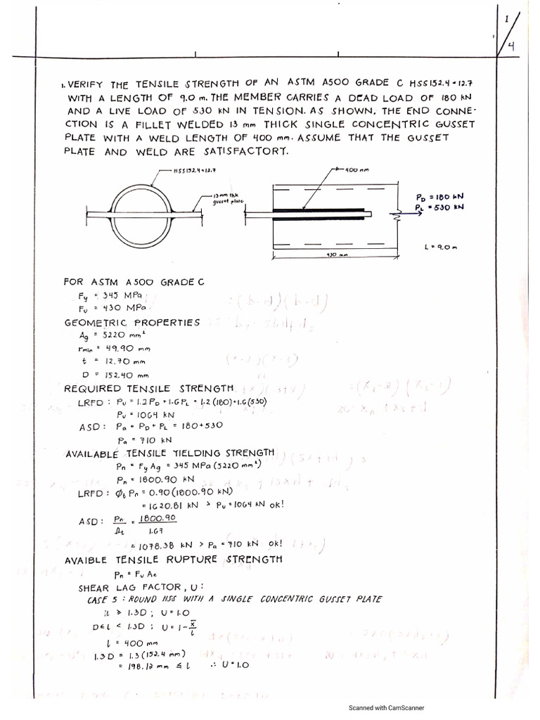Steel Design - Tensile Strength (NSCP 2015) | PDF