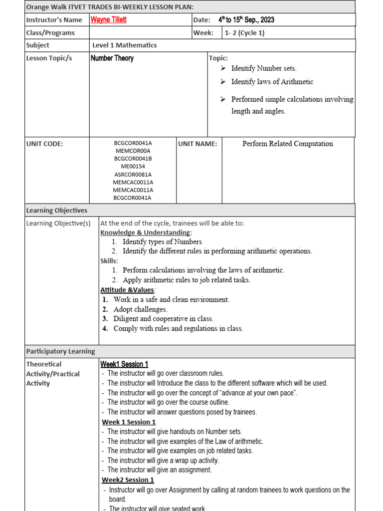 Math Lv1 Tillett Number Theory Cycle 1 | PDF | Mathematics | Learning