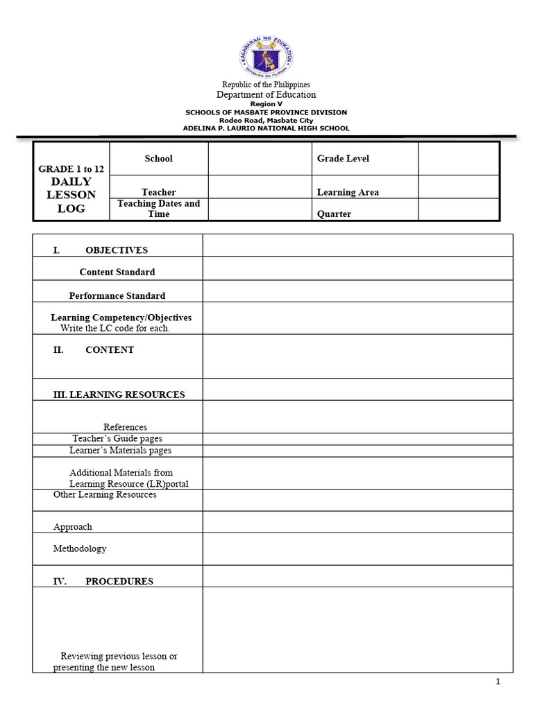 LP Format | PDF | Learning | Teachers