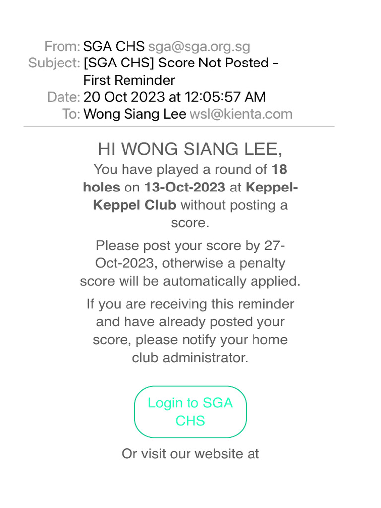 (SGA CHS) Score Not Posted - First Reminder | PDF