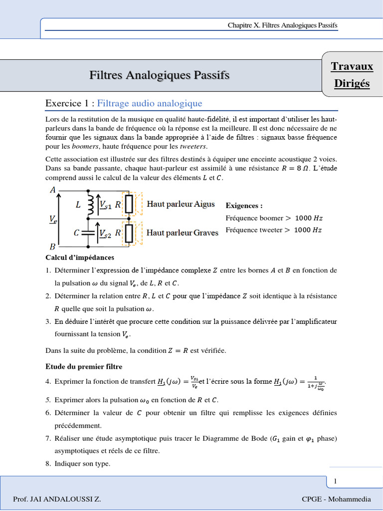 Chapitre10-T-Filtres Analogiques Passifs (Version Elev) | PDF | Filtre ...