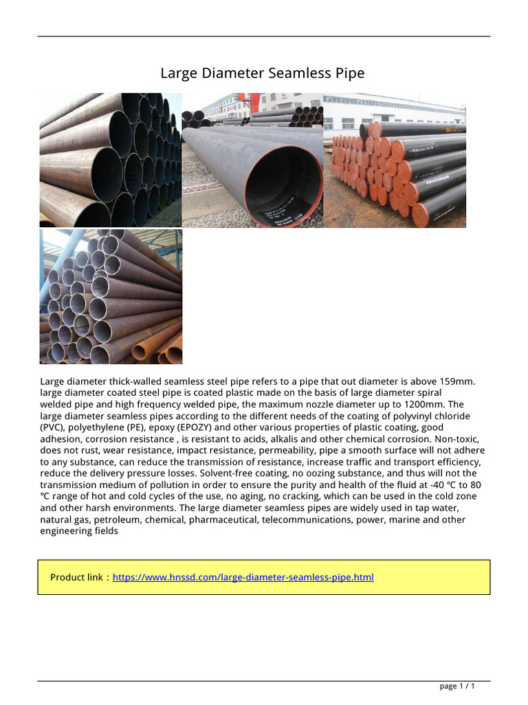 Large Diameter Seamless Pipe | PDF
