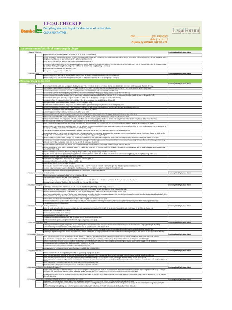 Legal Checklist LEGAL FORUM En-Vn | PDF
