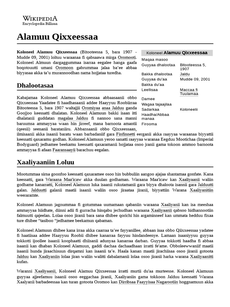 Alamuu Qixxeessaa | PDF