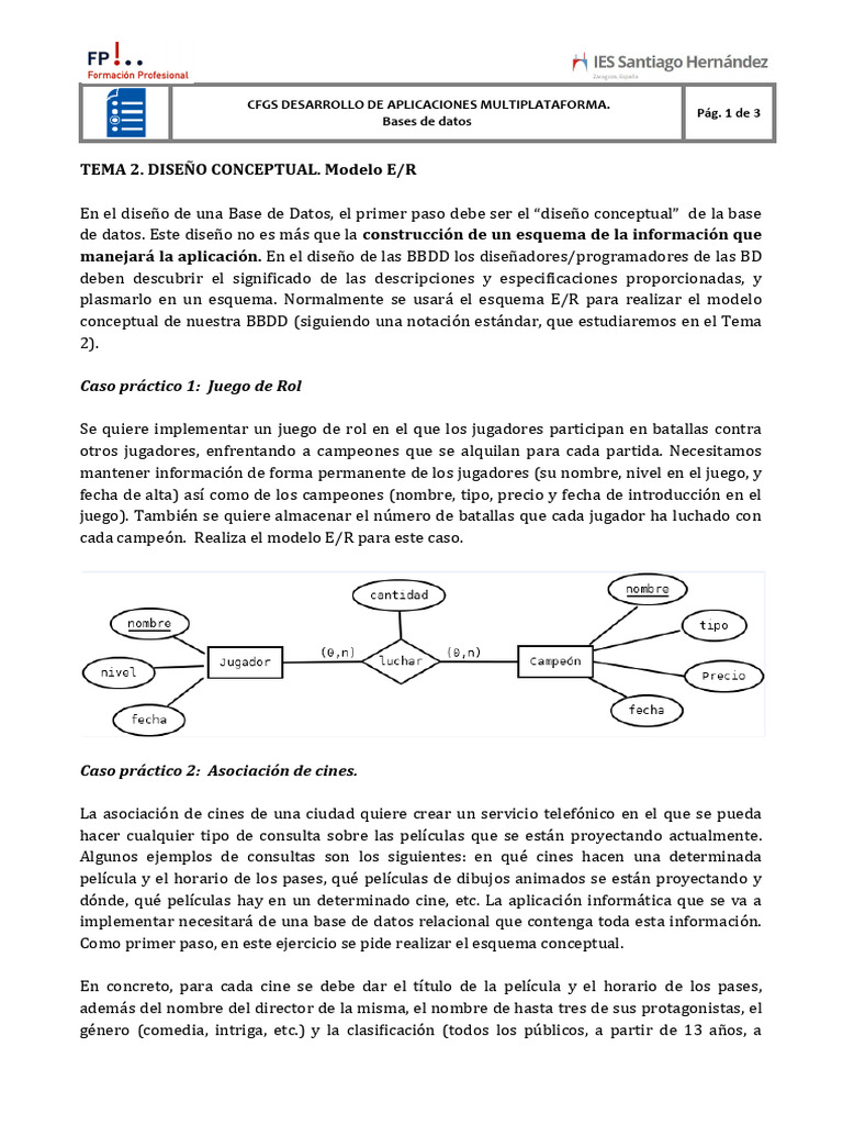 Ejercicios ER | PDF | Bases de datos | Base de datos relacional