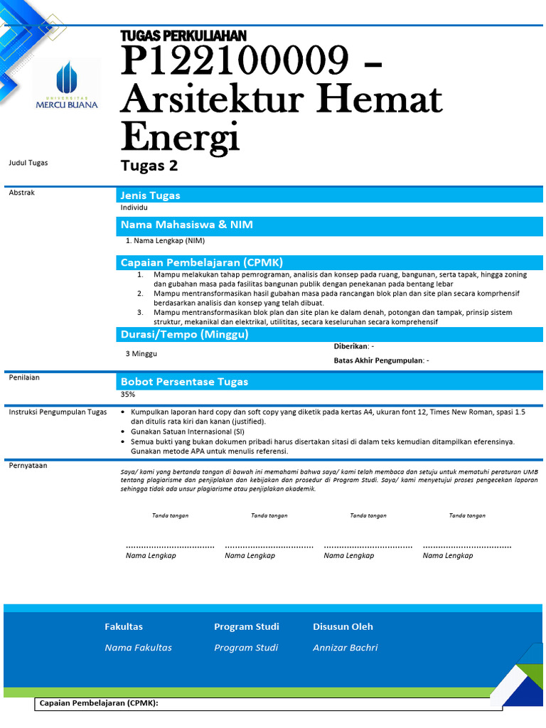 RTM Tugas Besar 2 - Arsitektur Hemat Energi | PDF