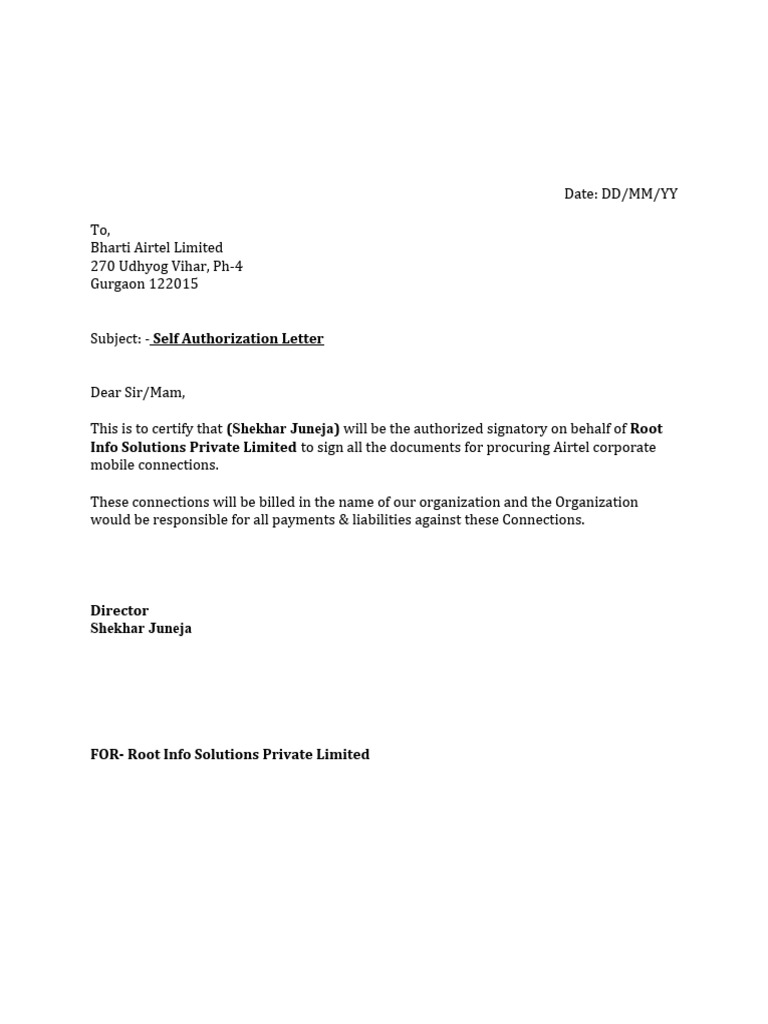 LOA - Letter of Authorisation | PDF | Finance & Money Management