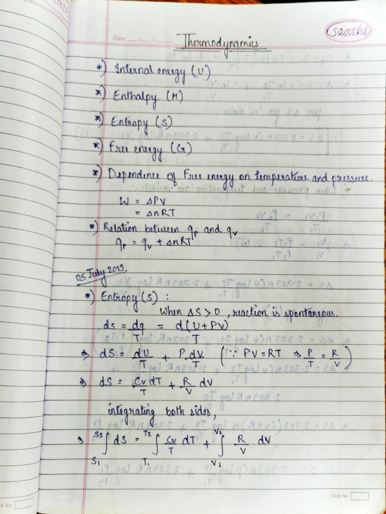 Thermodynamics Chemical Kinetics Notes | PDF