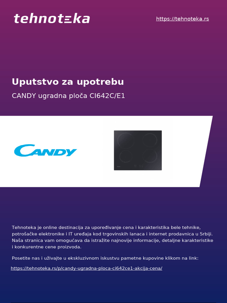 Uputstvo Za Upotrebu Candy Ugradna Ploca Ci642c E1 63e4ef9eb0146 | PDF