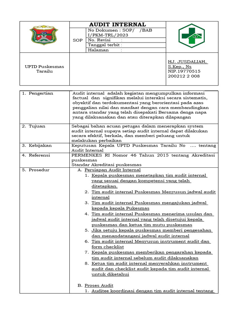 Sop Audit Internal | PDF
