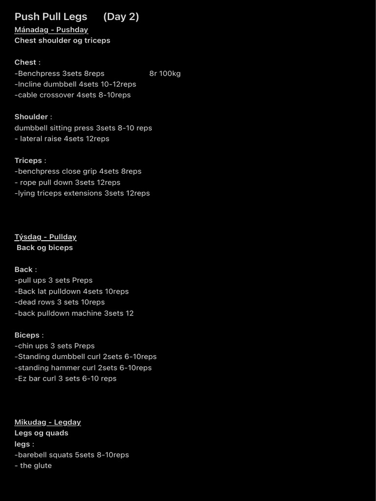 Push Pull Legs (Day 2) | PDF