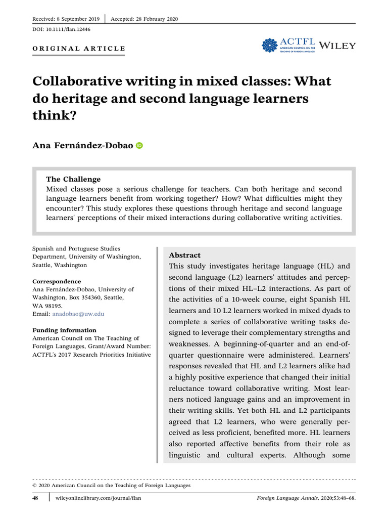 Collaborative Writing in Mixed | PDF | Second Language | Second Language Acquisition