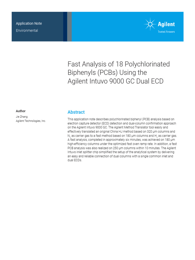 Application PCB Fast Analysis Intuvo 9000 Ecd 5994 1814en Agilent | PDF ...