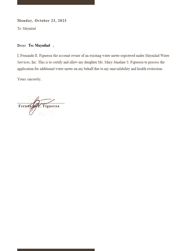 Authorization Letter Maynilad | PDF | Technology & Engineering