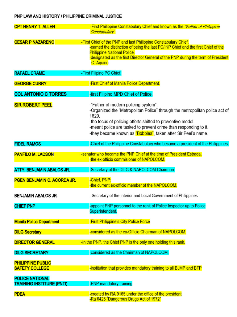 PNP History and Legal Framework Overview | PDF | Philippines | National ...