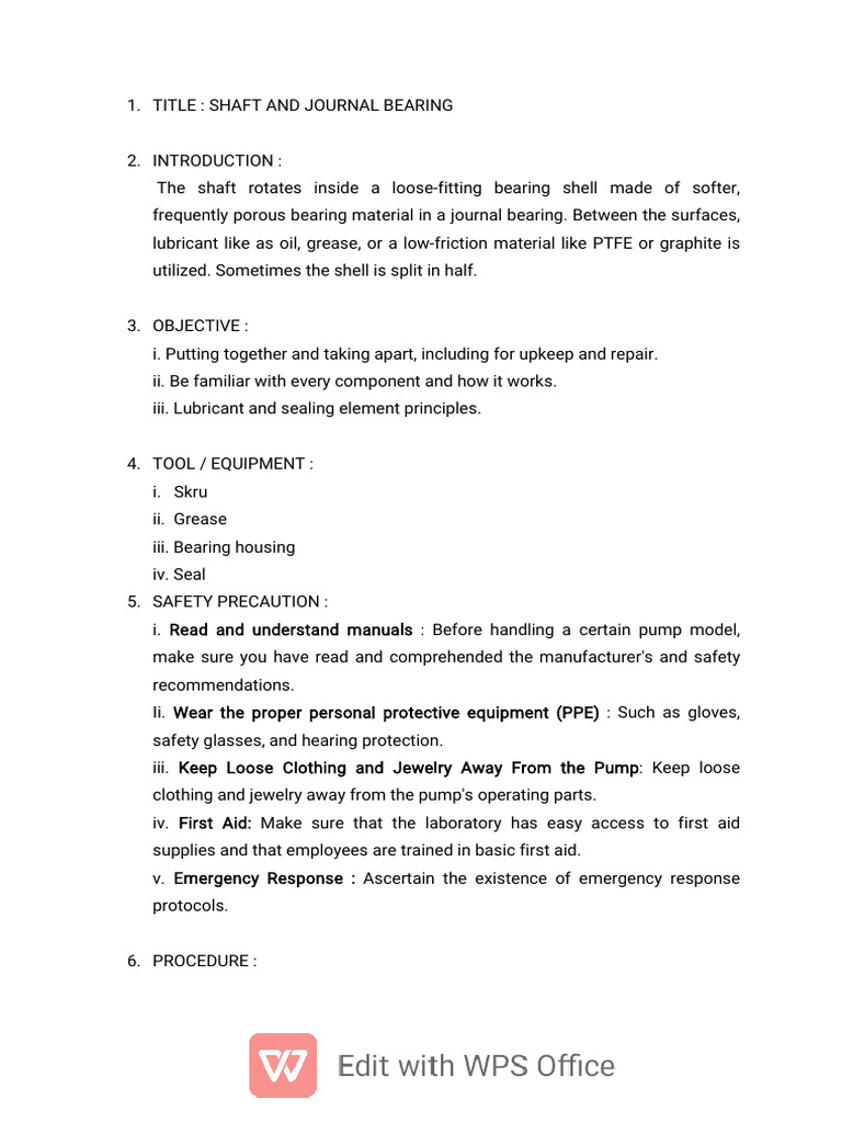 Shaft and Journal Bearing | PDF