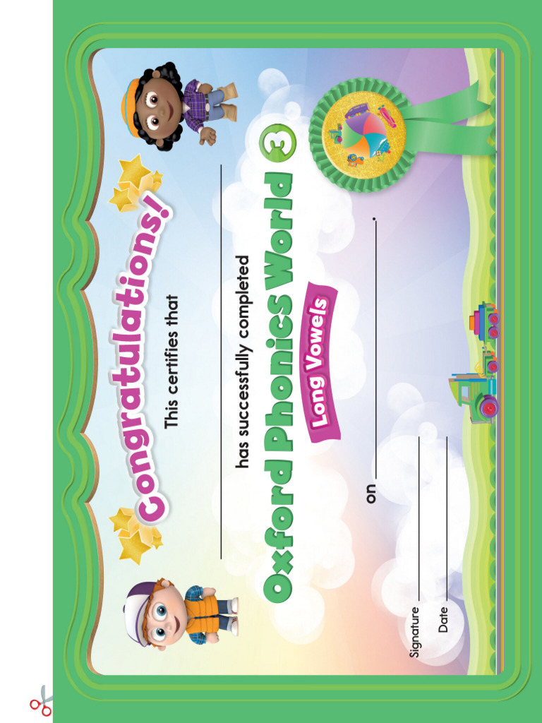 Certificate of Completion For Oxford Phonics 3 | PDF