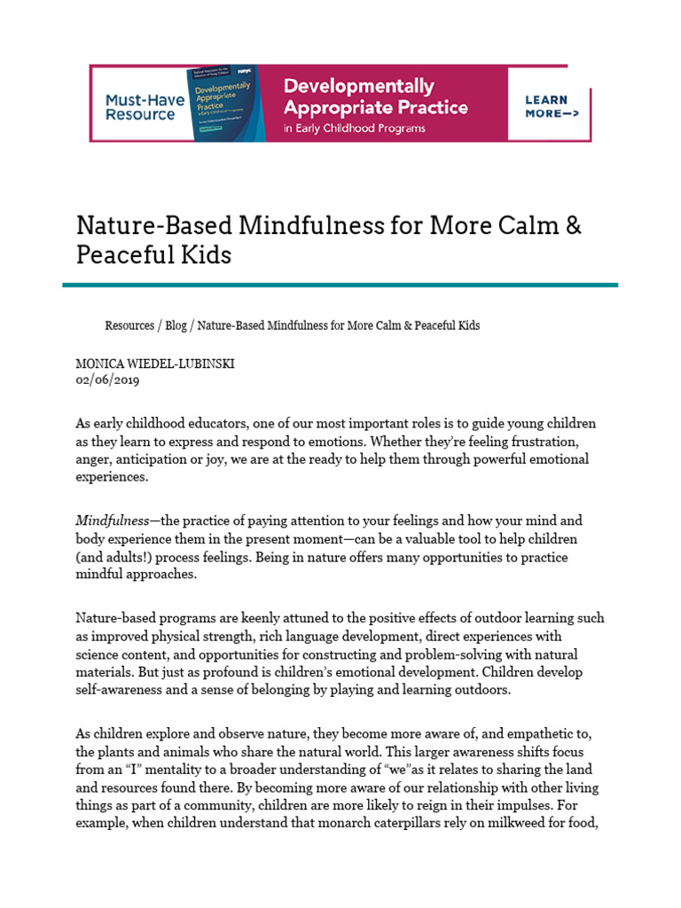Mindful Nature Activities for Kids | PDF | Experience | Mindfulness