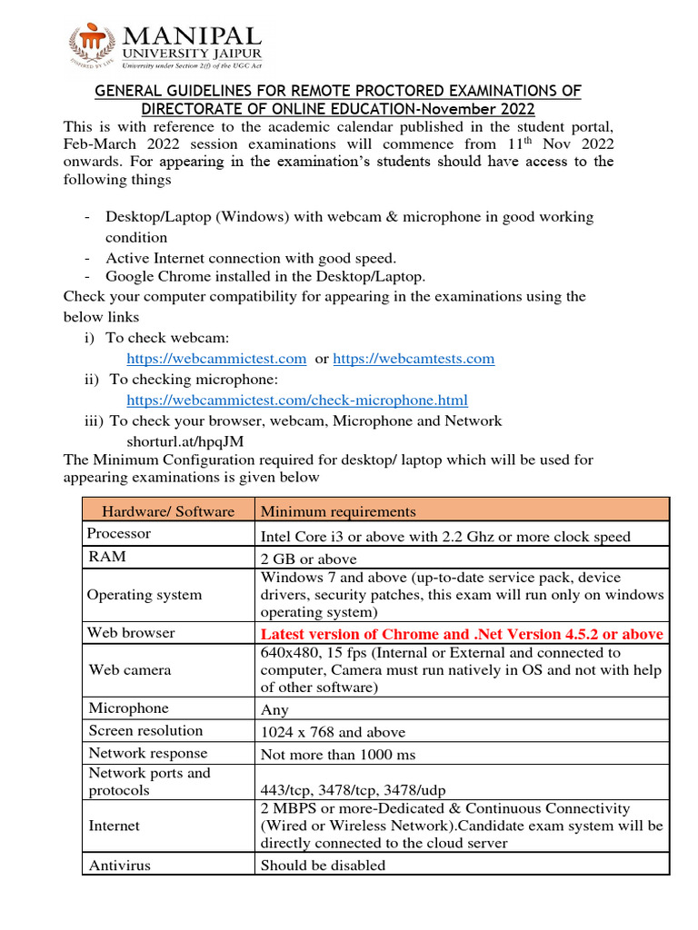 GENERAL GUIDELINES-Auto Proctered Examination - V2 Nov-2022 | PDF | Operating System | Microsoft ...