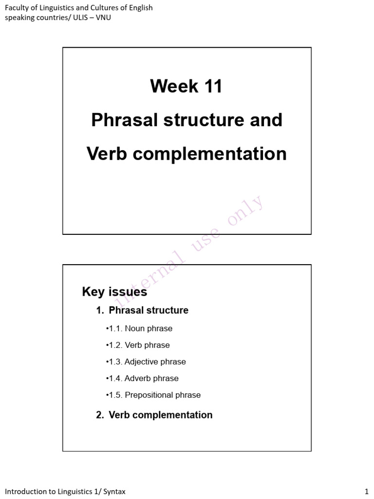 L11 - Syntax Phrases and Verb Complementation | PDF | Verb | Phrase