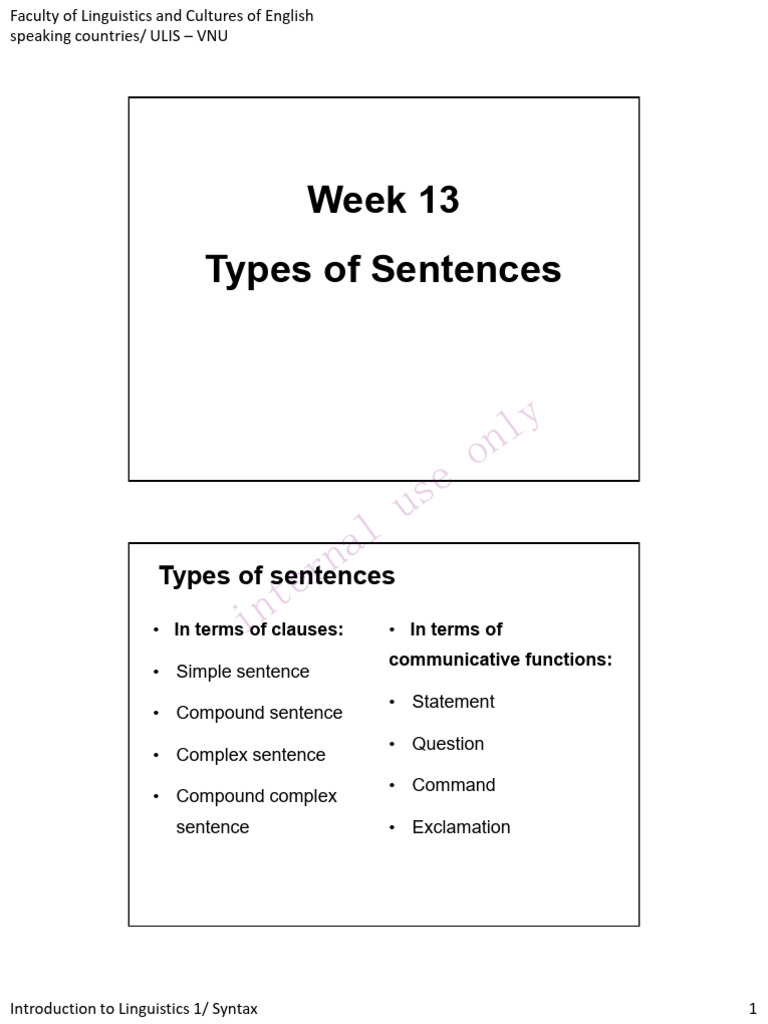 L13 - Syntax Sentences | PDF | Sentence (Linguistics) | Clause