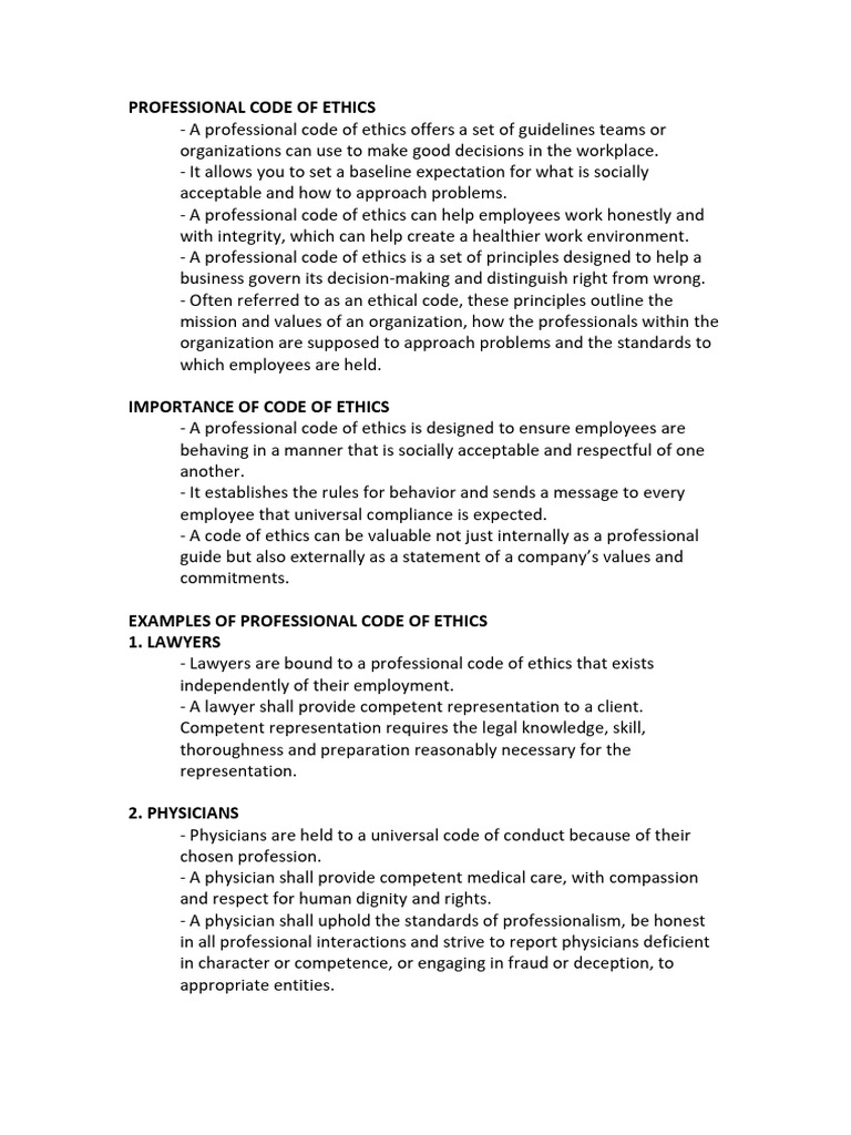 Professional Code of Ethics | PDF | Confidentiality | Integrity