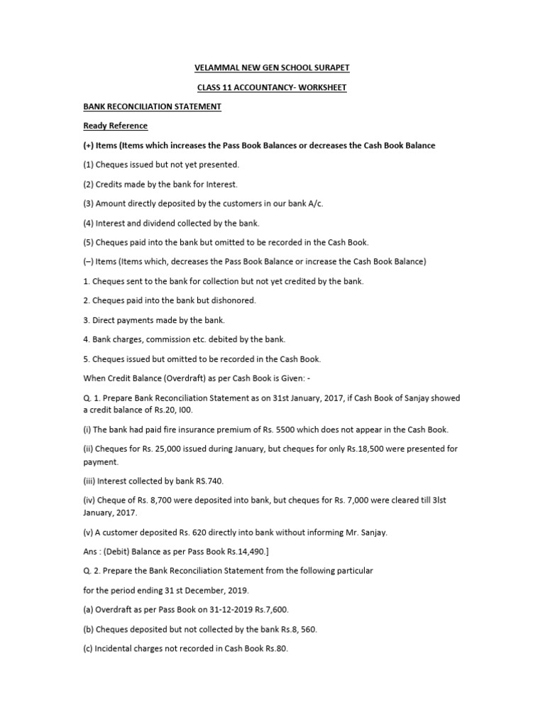 Accountancy XI Half Yearly Worksheet | PDF | Banks | Cheque