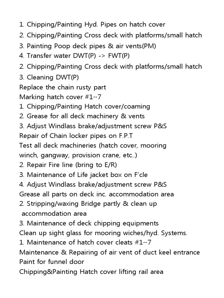 Deck Jobs | PDF | Equipment | Manufactured Goods