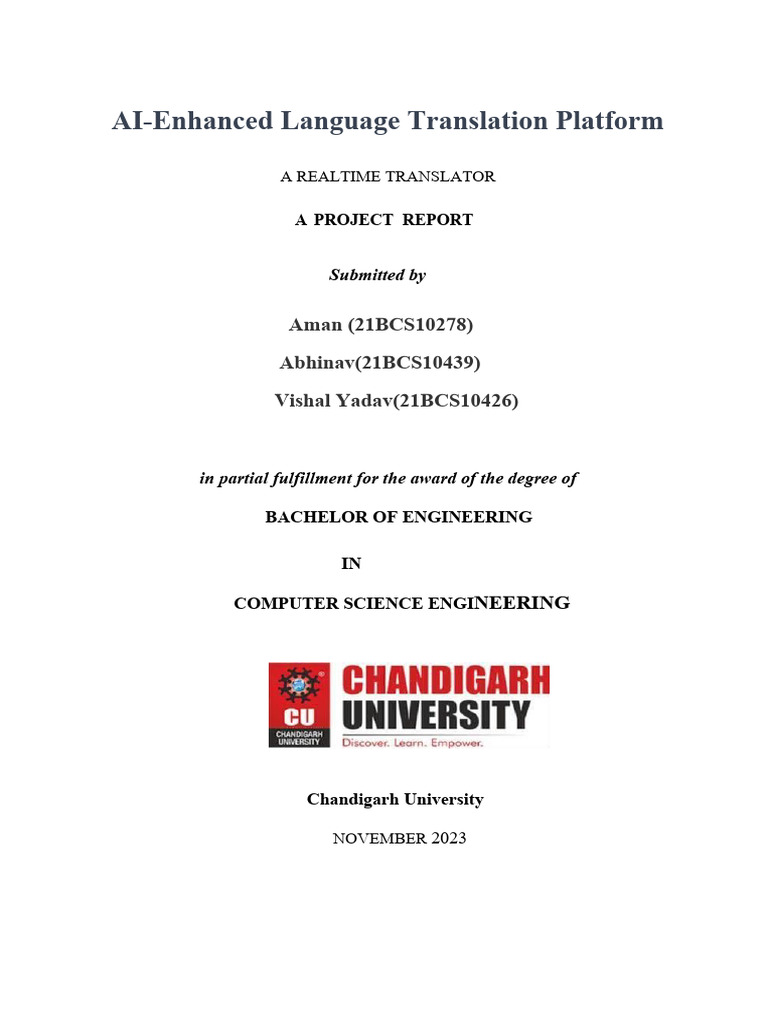 AIML Project Report | PDF | Translations | Algorithms