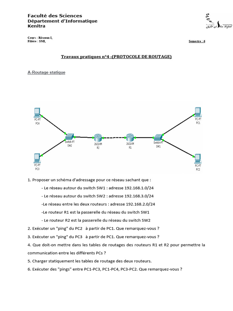 TP 4 Smi S6 | PDF | Routage | Informatique