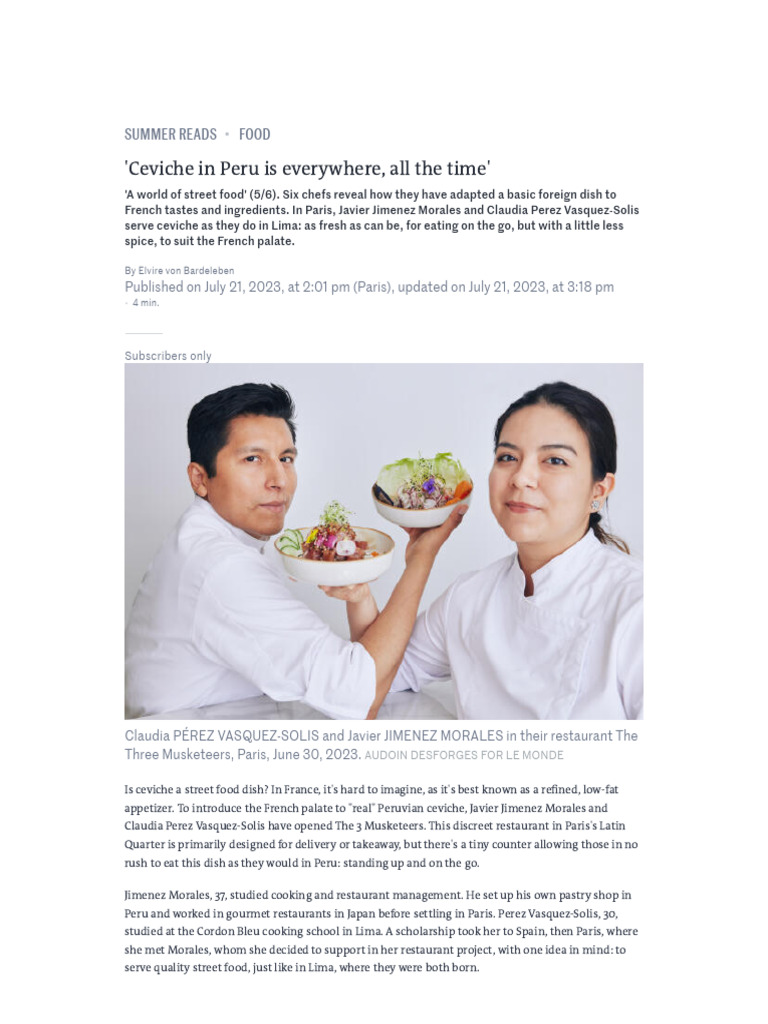 Authentic Peruvian Ceviche in Paris | PDF
