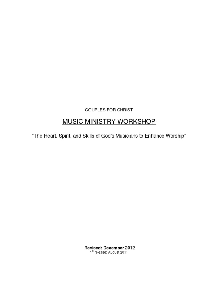 1 - Music Ministry Workshop - Rev Dec 2012 | PDF | Worship | Prayer