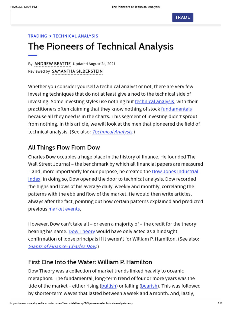 Pioneers of Technical Analysis Explained | PDF | Technical Analysis ...