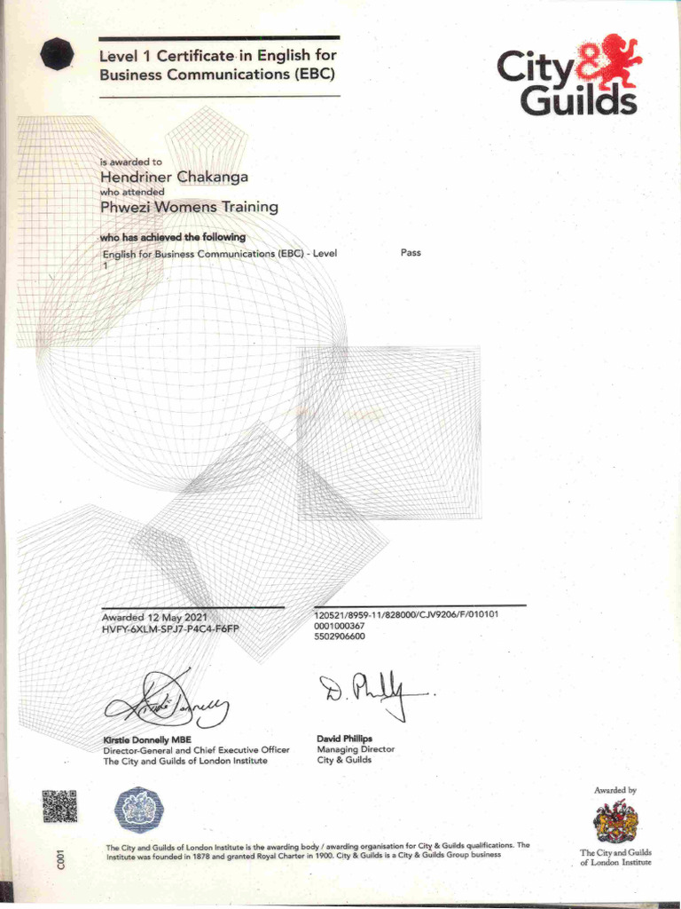 Hendrina Certificate0001 | PDF