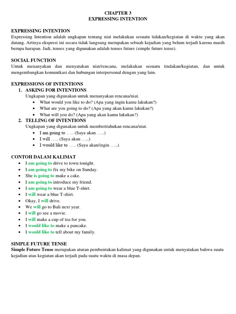 Ekspresi Niat dan Rencana | PDF