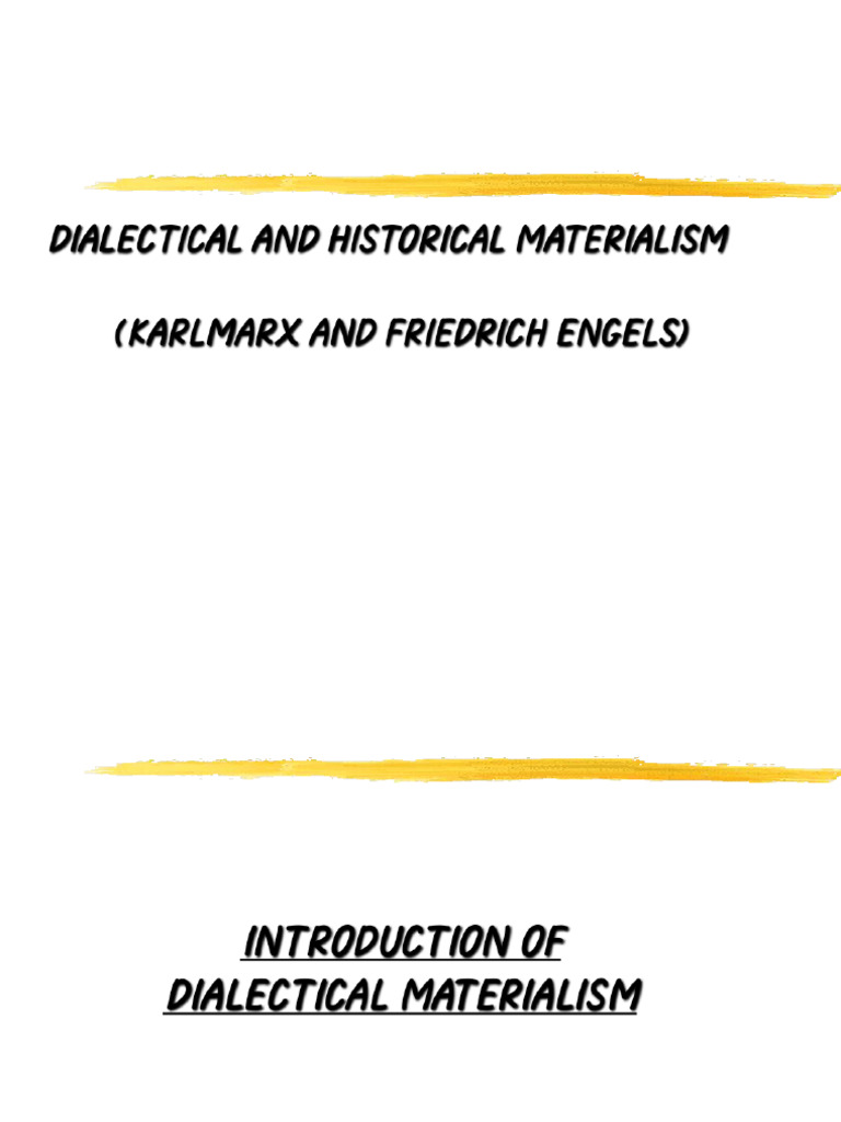 Dialectical and Historical Materialism | Download Free PDF | Materialism | Dialectic