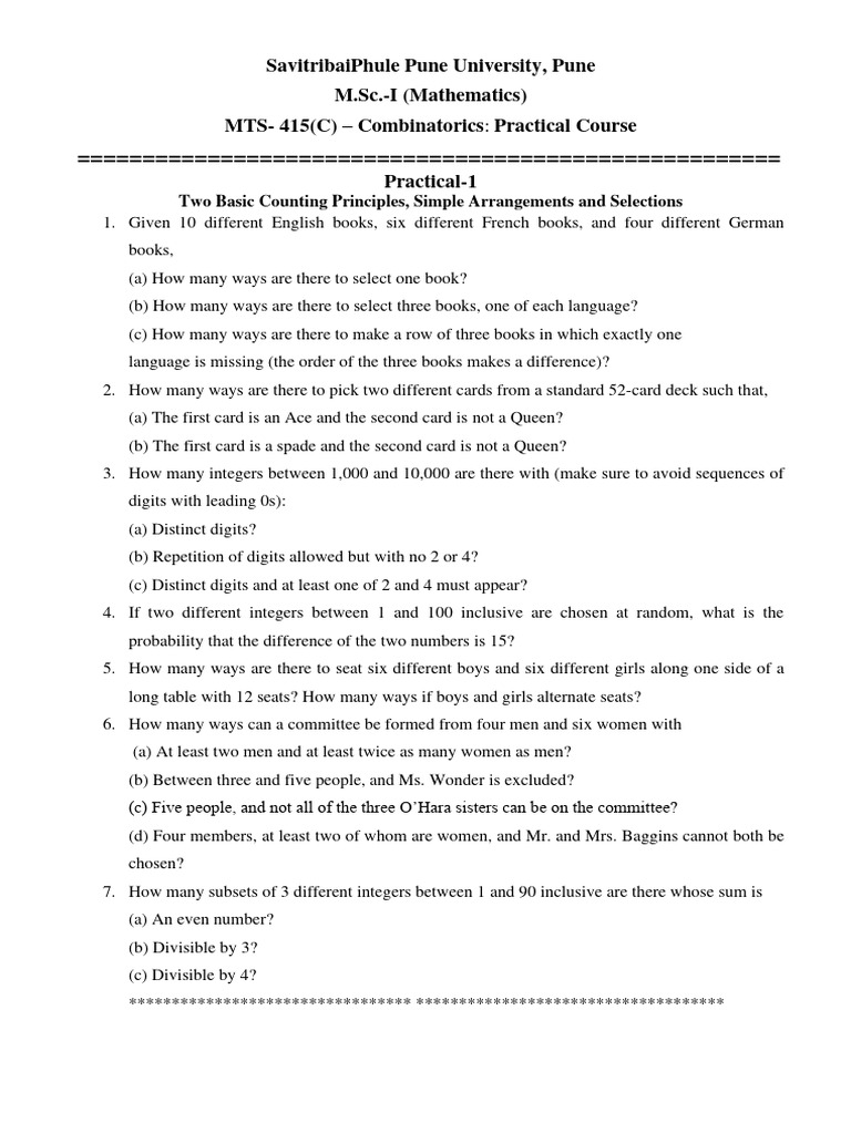 Practical Combinatorics | PDF | Combinatorics | Mathematics