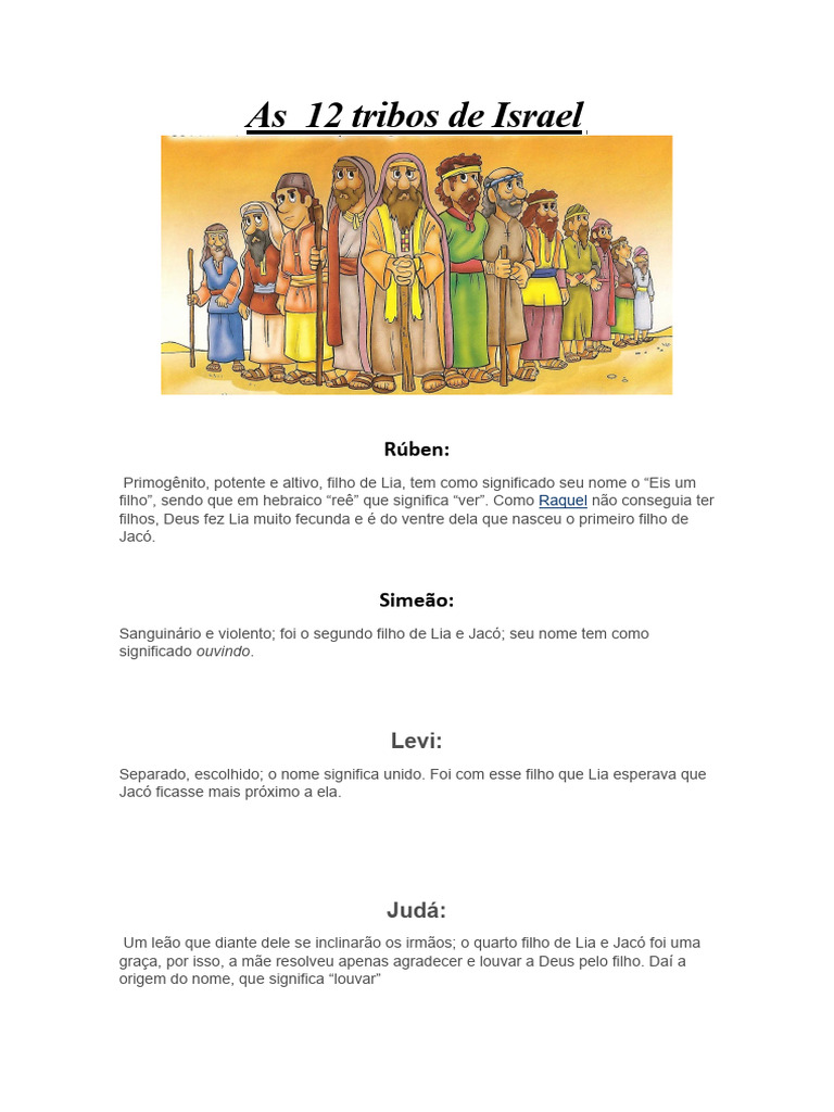 As 12 Tribos de Israel | PDF | Jacó | Lea