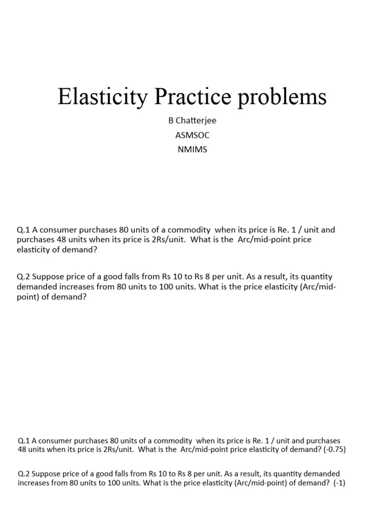 Elasticity Practice Problems - Final | PDF | Demand | Price Elasticity ...