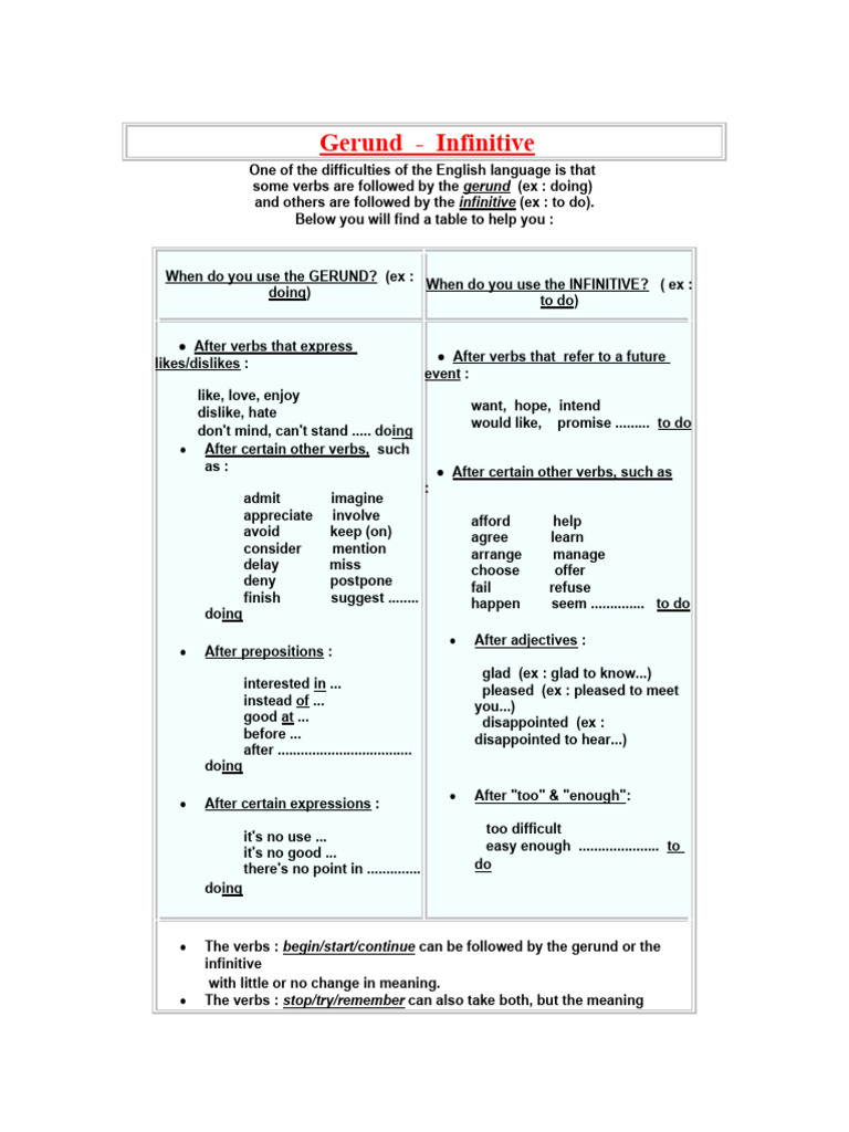 Gerund or Infinitive | PDF | Verb | Semantic Units