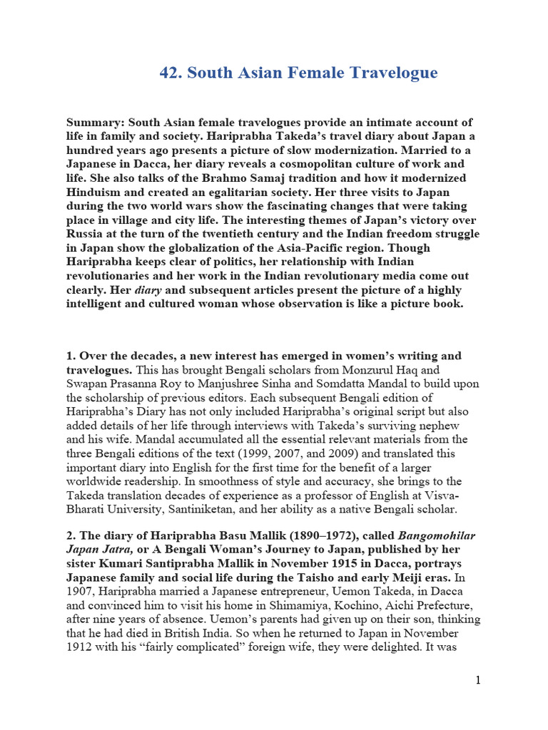 South Asian Female Travelogue | PDF | Rabindranath Tagore | Japan